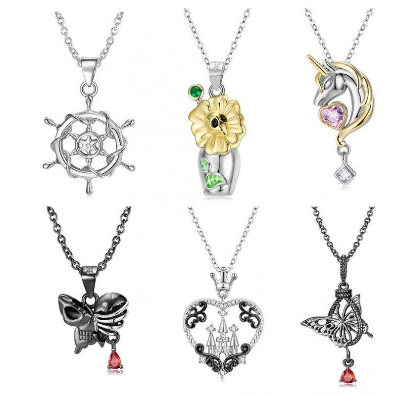 Pendentif pour collier collection bateau coeur crâne papillon chouette