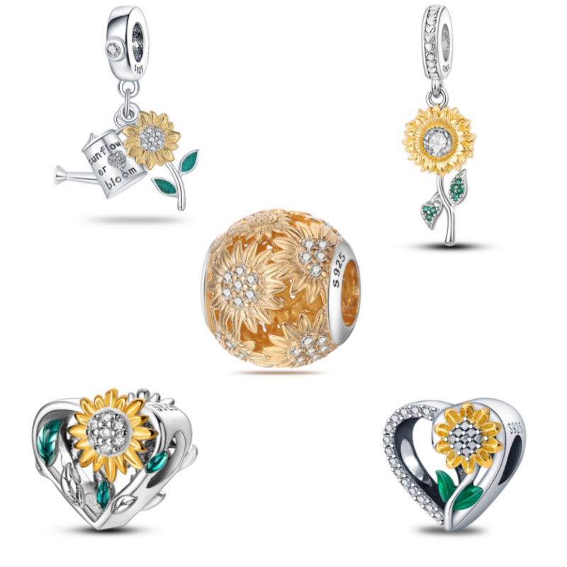 Charm pour bracelet collection fleur or tournesol